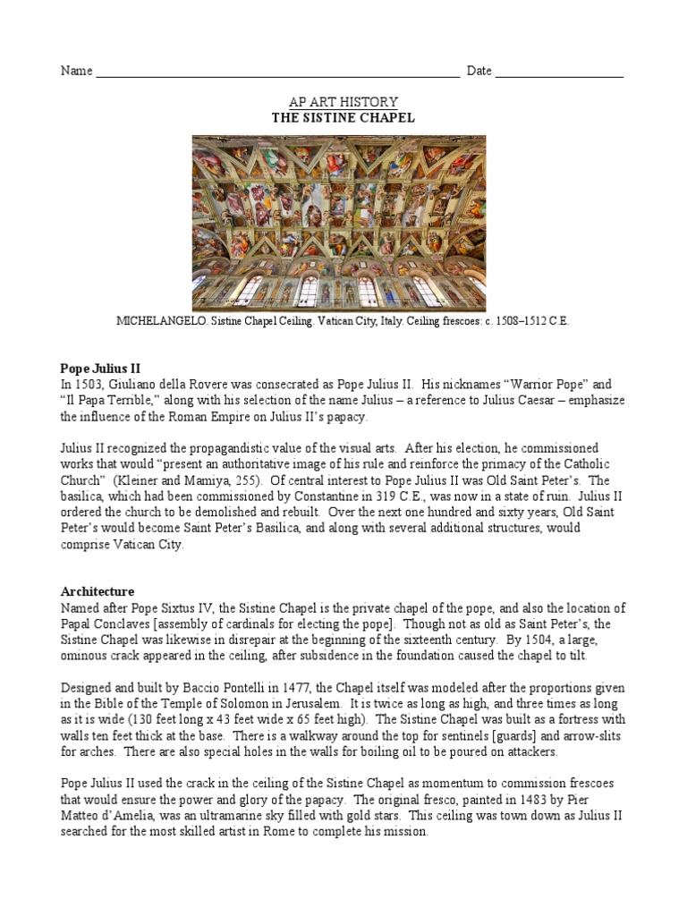 The Sistine Chapel PDF | PDF | Michelangelo | Pope