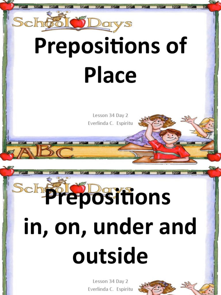 Prepositions of Place for Grade 3 | PDF | Language Arts & Discipline