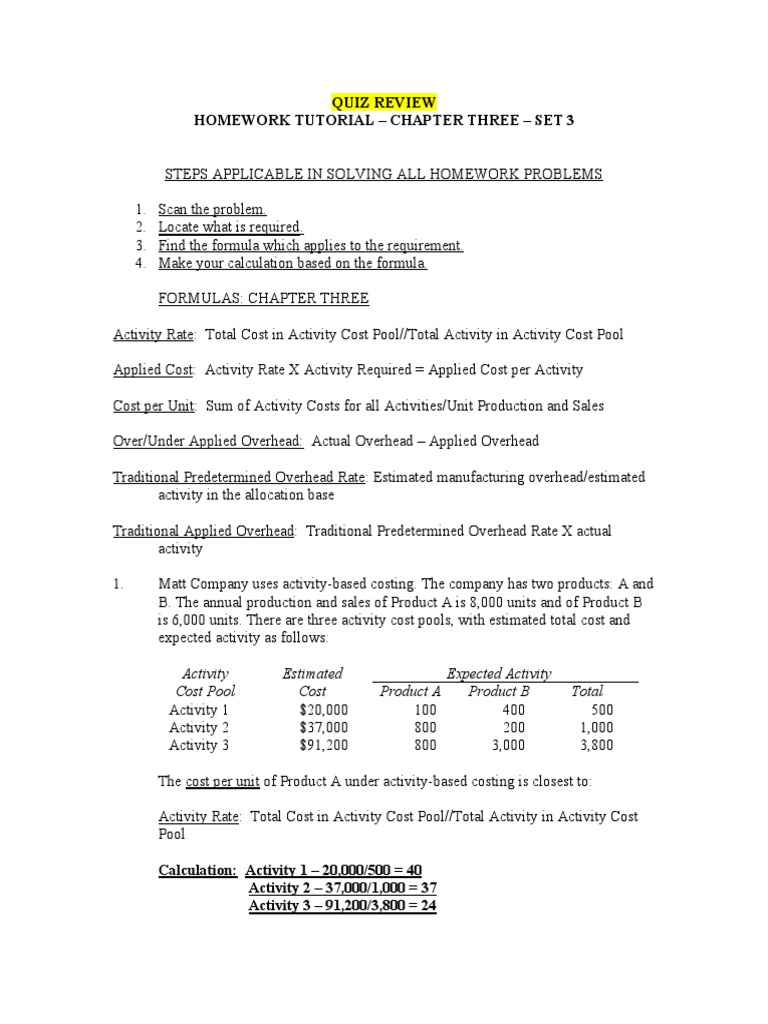 QUIZ REVIEW Homework Tutorial Chapter 3 | PDF | Cost | Corporations