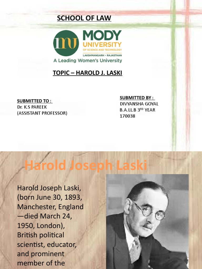 School of Law: Topic - Harold J. Laski | PDF | Rights | Liberty