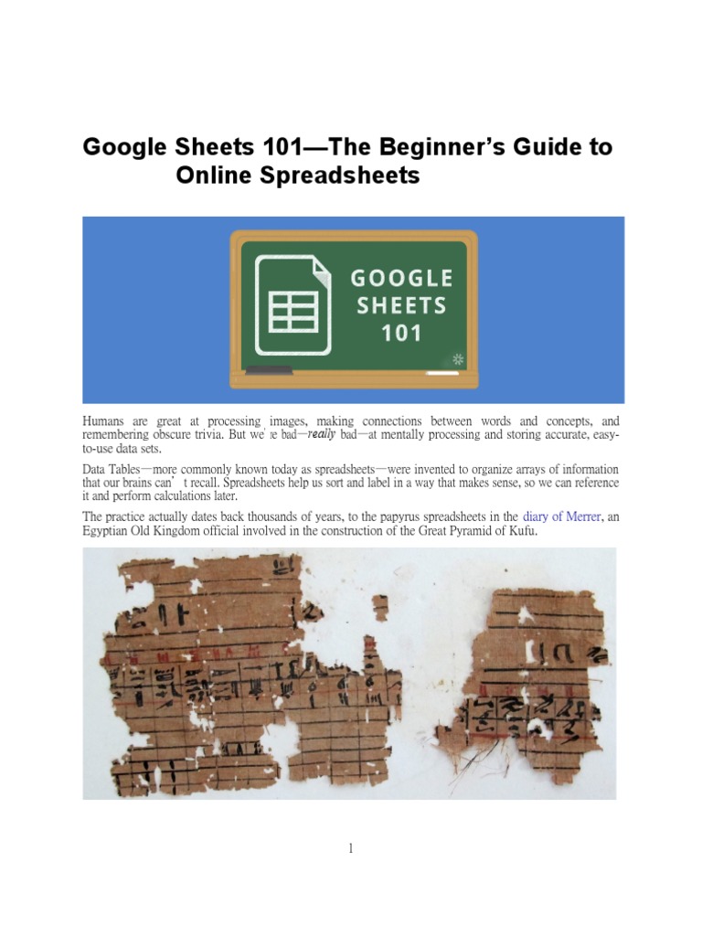 Google Sheets 101-The Beginner's Guide To Online Spreadsheets | PDF | Spreadsheet | Microsoft Excel