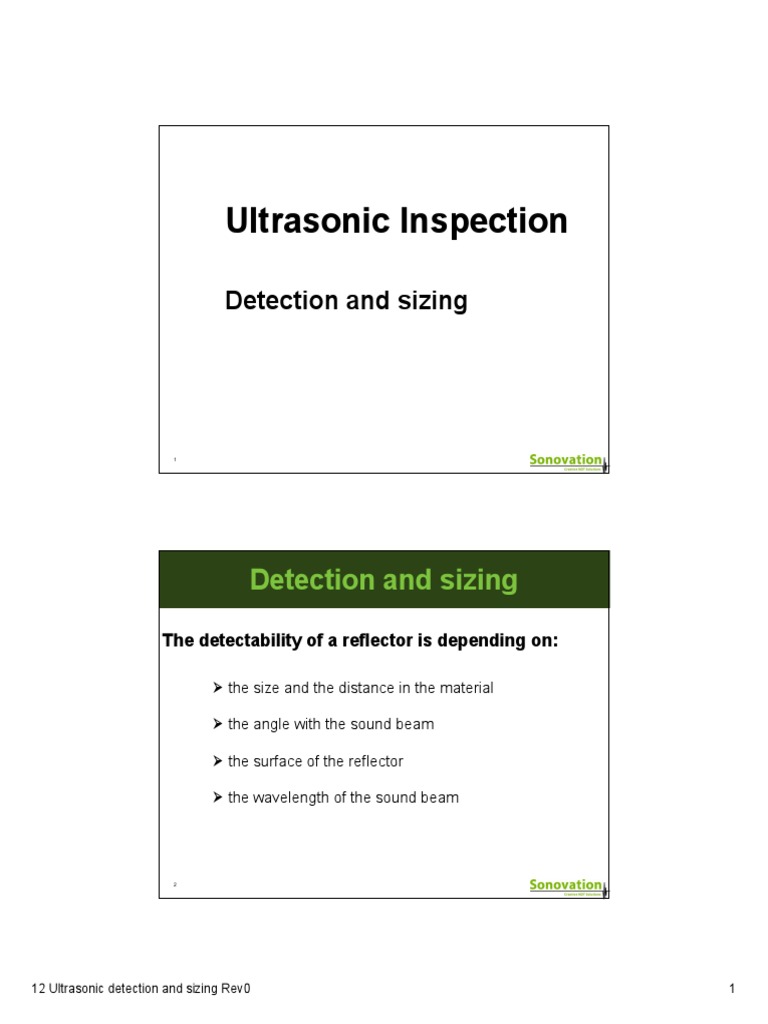 Ultrasonic Detection and Sizing Guide | PDF | Ultrasound | Reflection ...