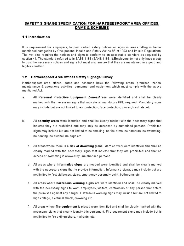 Safety Signage Specifications 2018 | PDF | Dangerous Goods | Personal ...