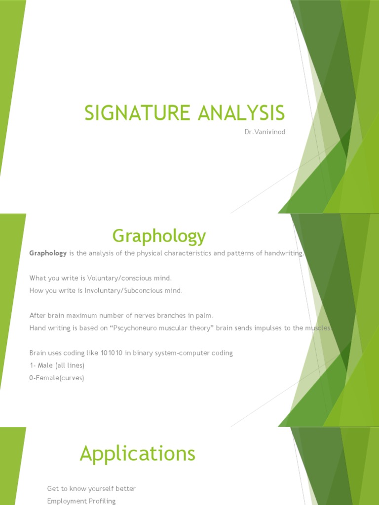 Signature Analysis: DR - Vanivinod | PDF | Graphology | Nature