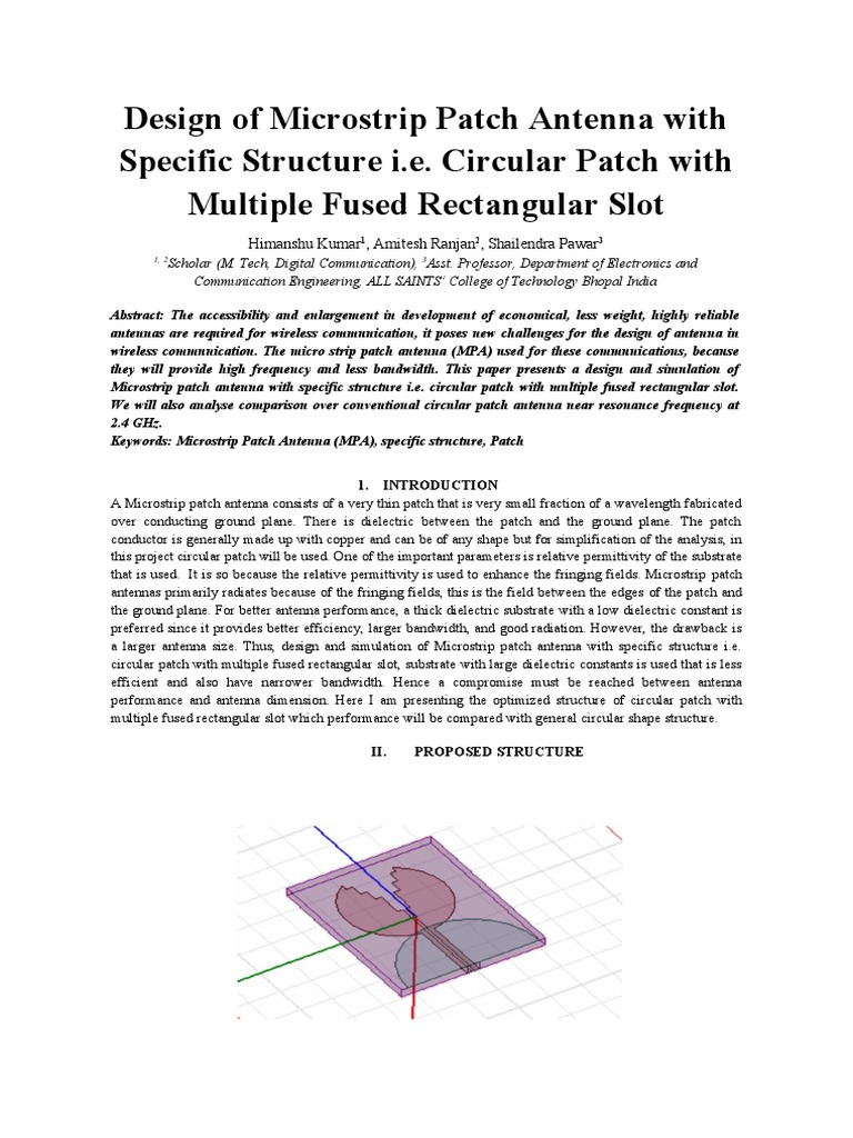 Design of Microstrip Patch Antenna With Specific Structure I | PDF ...