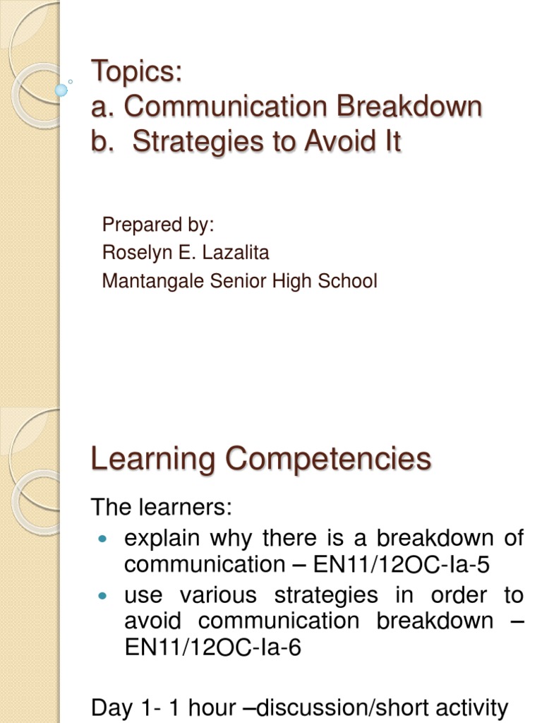 Communication Breakdown and Strategies | PDF | Stereotypes | Communication