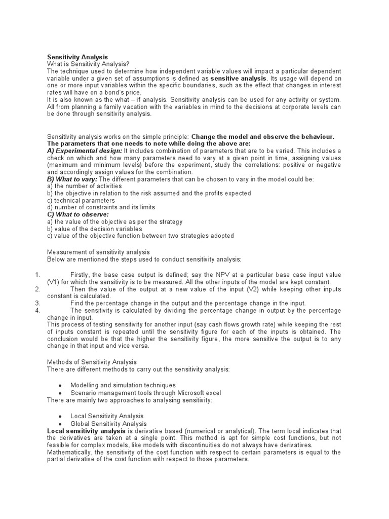 Sensitive Analysis (Project Management) | PDF | Sensitivity Analysis ...