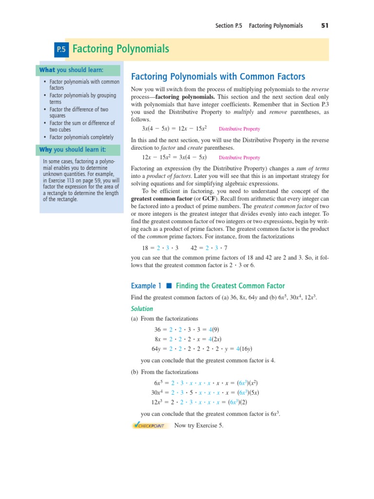 Factoring Polynomials Guide Pdf Factorization Polynomial