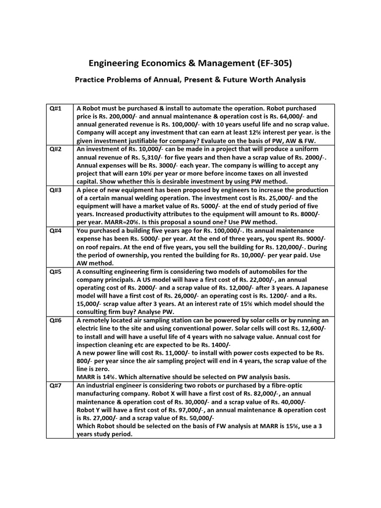 PW, Aw, FW PDF | PDF | Value (Economics) | Expense