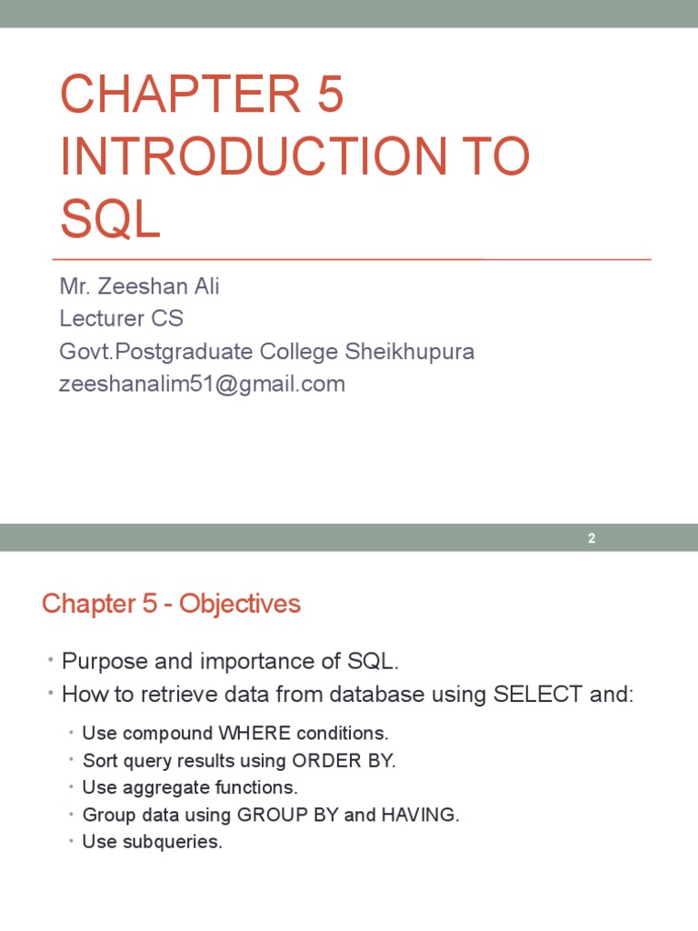 Introduction To Sql Pdf Sql Relational Database