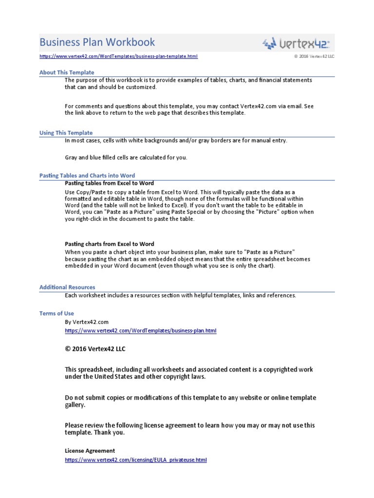 Business Plan Workbook: About This Template | PDF | Equity (Finance ...