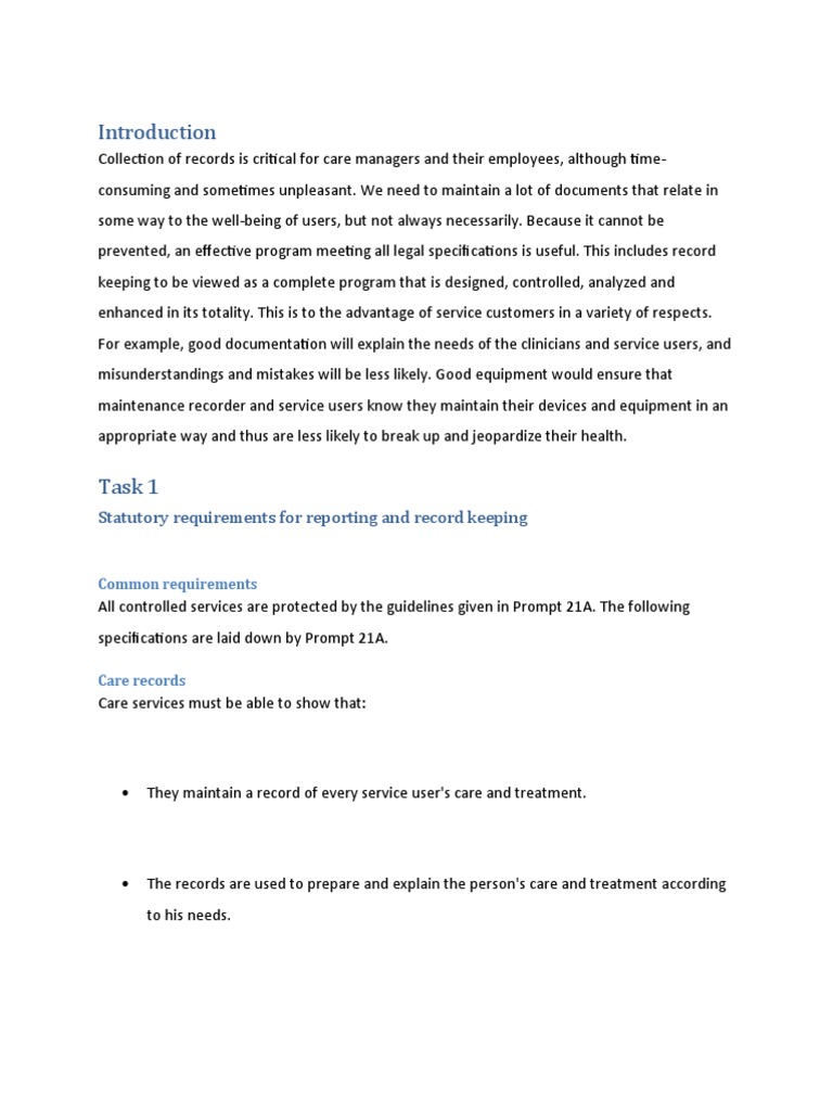 Statutory Requirements For Reporting and Record Keeping | PDF | Medical ...