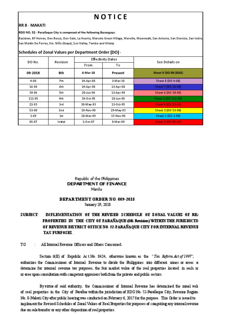RDO No. 52 - Paranaque City | PDF