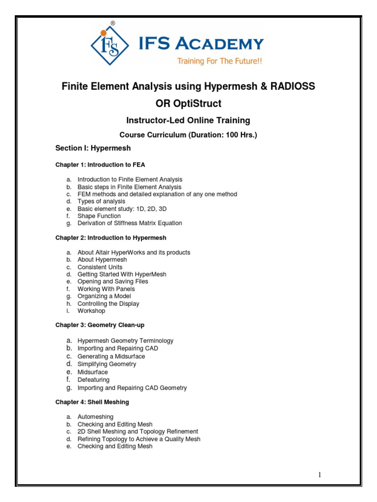 Finite Element Analysis Using Hypermesh Radioss OR Optistruct PDF | PDF | Finite Element Method ...
