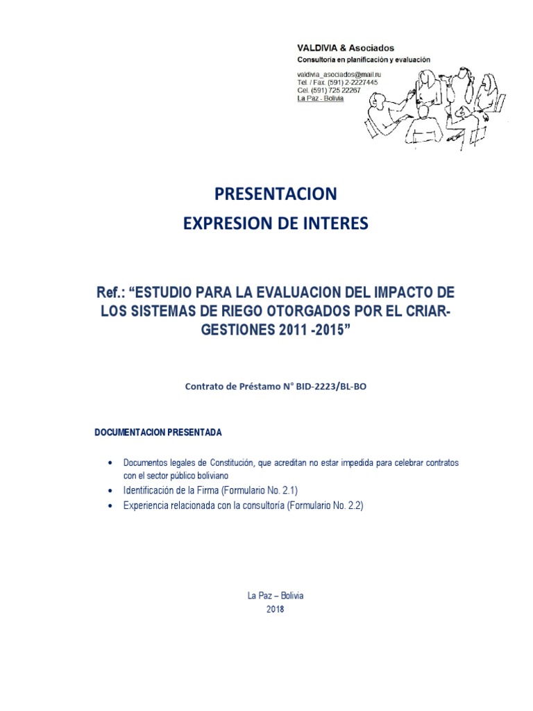 Expresión de Interes - EvaRiego PDF | PDF | Bolivia | Bienestar