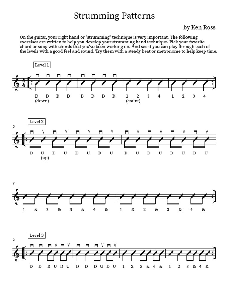 Strumming Patterns Guitar Worksheet | PDF