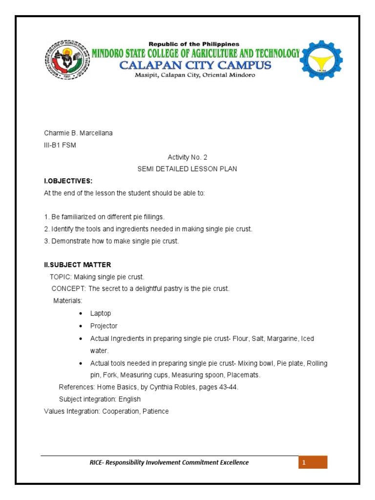 Semi Detailed Lesson Plan | PDF | Breads | Dough