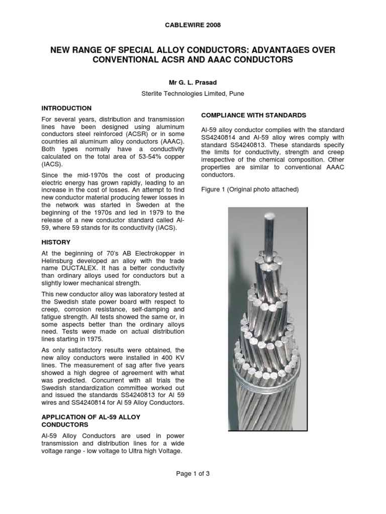 Al-59 Alloy Conductor Specifications | PDF | Electrical Conductor ...