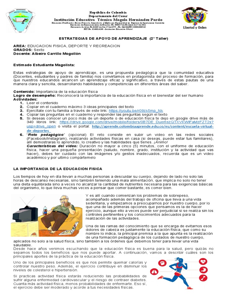 Taller Yoiner Niño Educacion Fisica | PDF | Conceptos psicologicos | Salud y bienestar