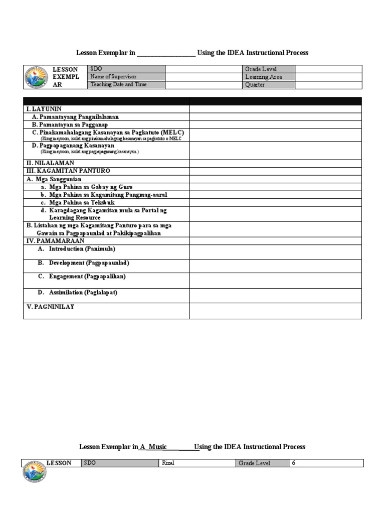 Lesson Exemplar in - Using The IDEA Instructional Process | PDF ...
