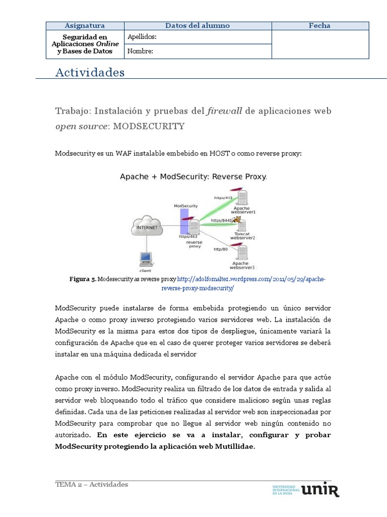 Instalación y Pruebas de ModSecurity WAF | PDF | Servidor HTTP Apache | sistema de nombres de ...