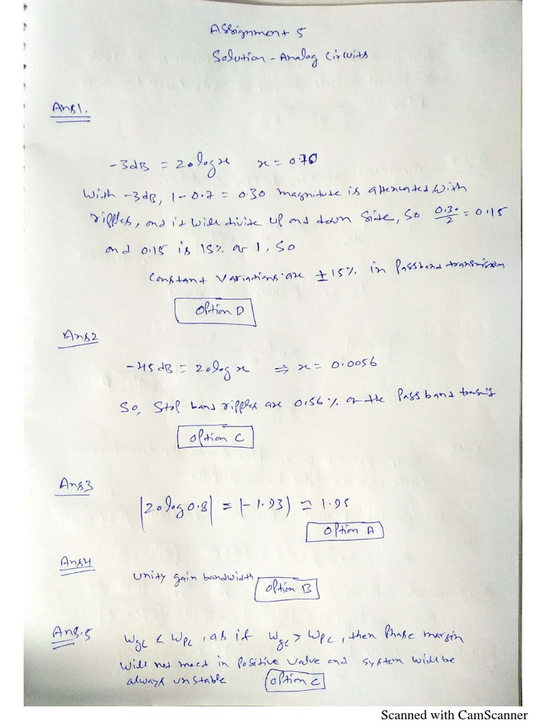 Assignment 5 Solution Analog Circuit PDF | PDF