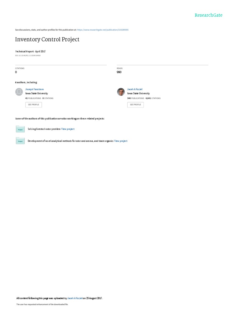 Inventory Control Project: April 2017 | PDF | Forklift | Inventory