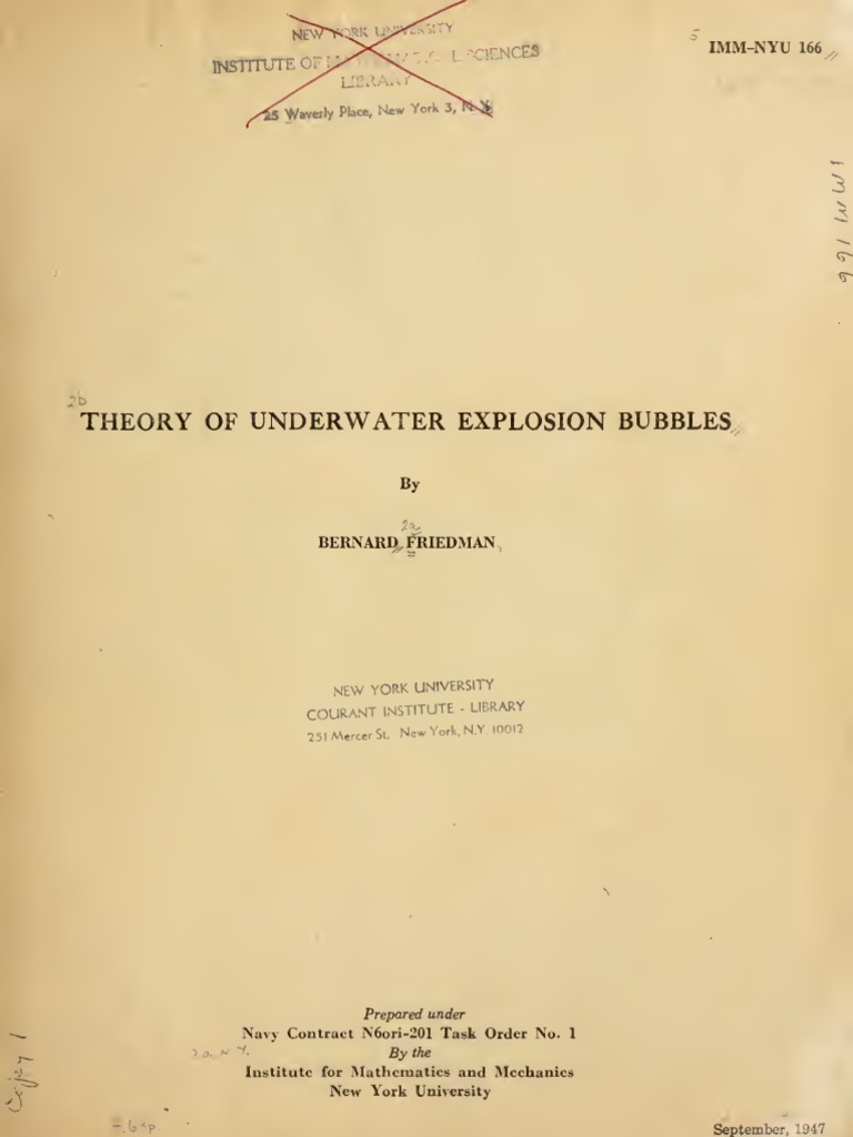 Theory of Underwater Explosion Bubbles | PDF | Sphere | Pressure