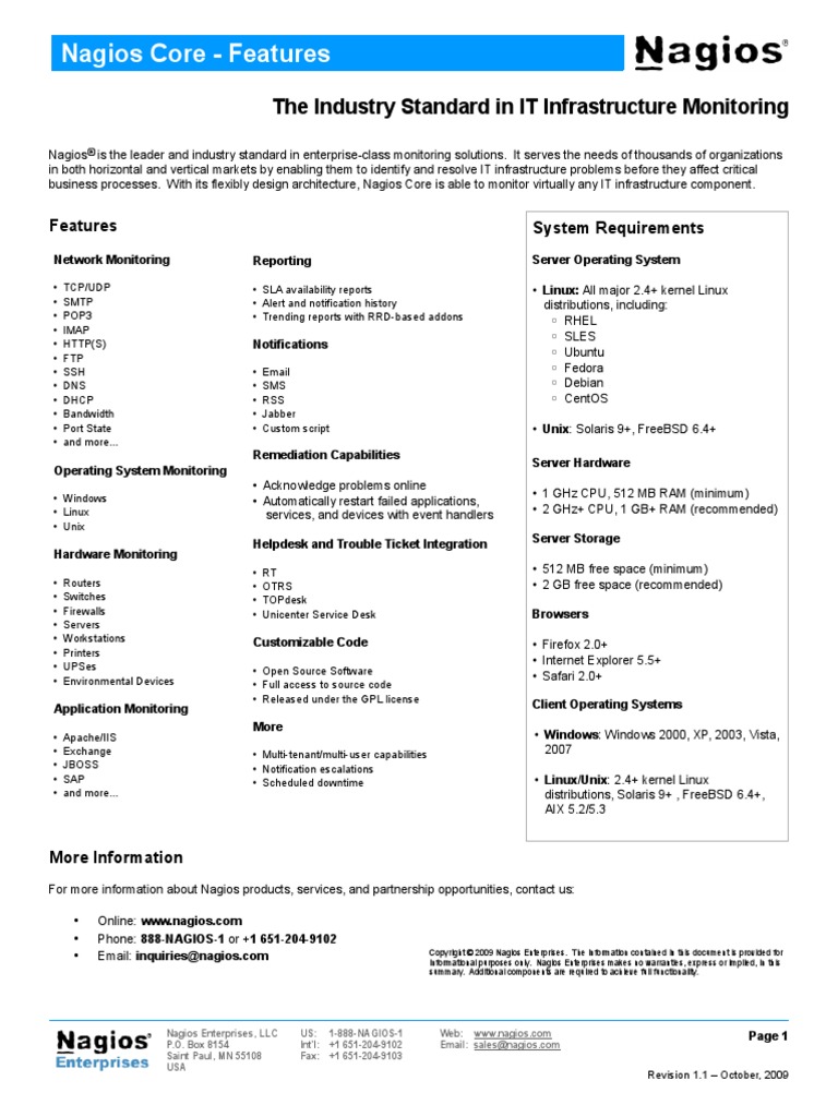 Nagios Core - Features PDF | PDF | Linux | Unix