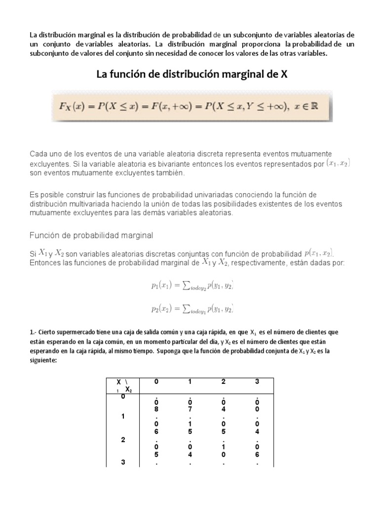 Probabilidad Marginal | PDF | Distribución de probabilidad | Variable ...