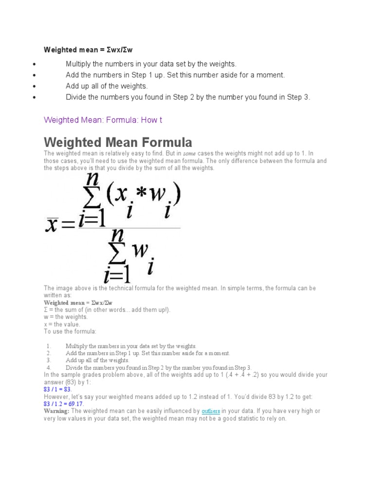 Weighted Mean Calculation Guide | PDF | Teaching Methods & Materials