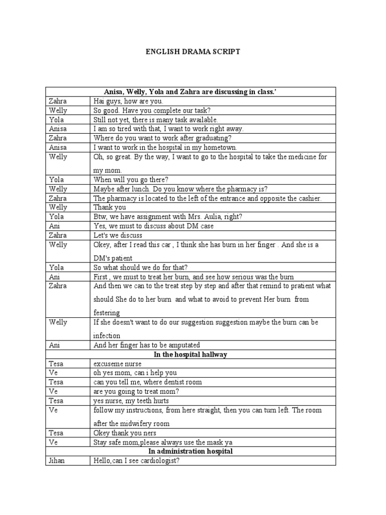 A Day in the Life at the Hospital: A Drama Script Portraying Various ...