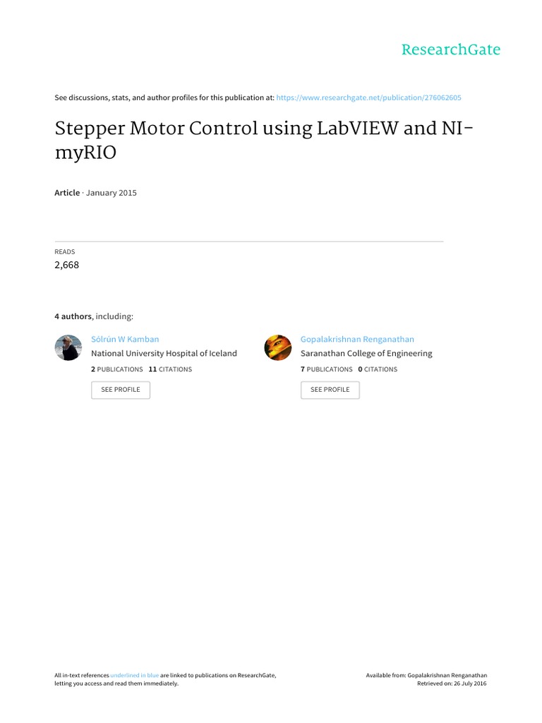 LabVIEW Control of Stepper Motors | PDF | Electric Motor | Computer ...