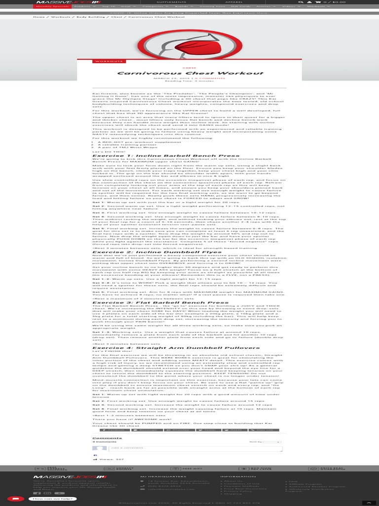 Carnivorous Chest Workout - MassiveJoes PDF | PDF | Strength Training ...