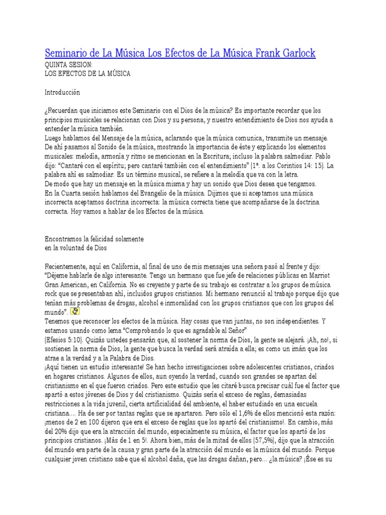 Efectos de La Musica | PDF | Hipnosis | Diablo