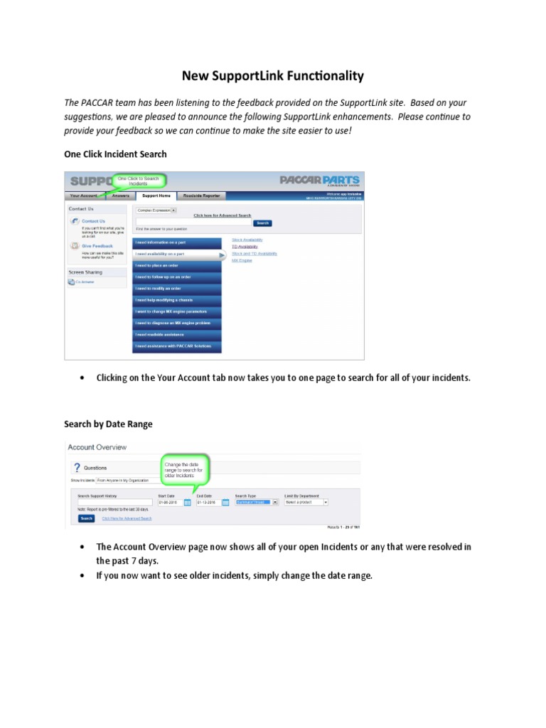 New SupportLink Functionality (Final) | PDF | Software | World Wide Web