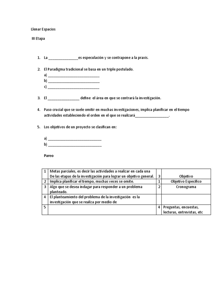 Llenar Espacios | PDF