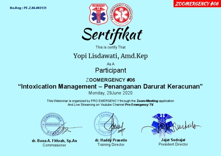 Link Sertifikat Yopi Lisdawati, Amd - Kep | PDF