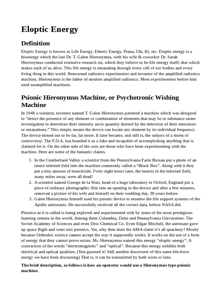 Eloptic Energy - From: Life Enthusiast | PDF | Atoms | Atomic Nucleus