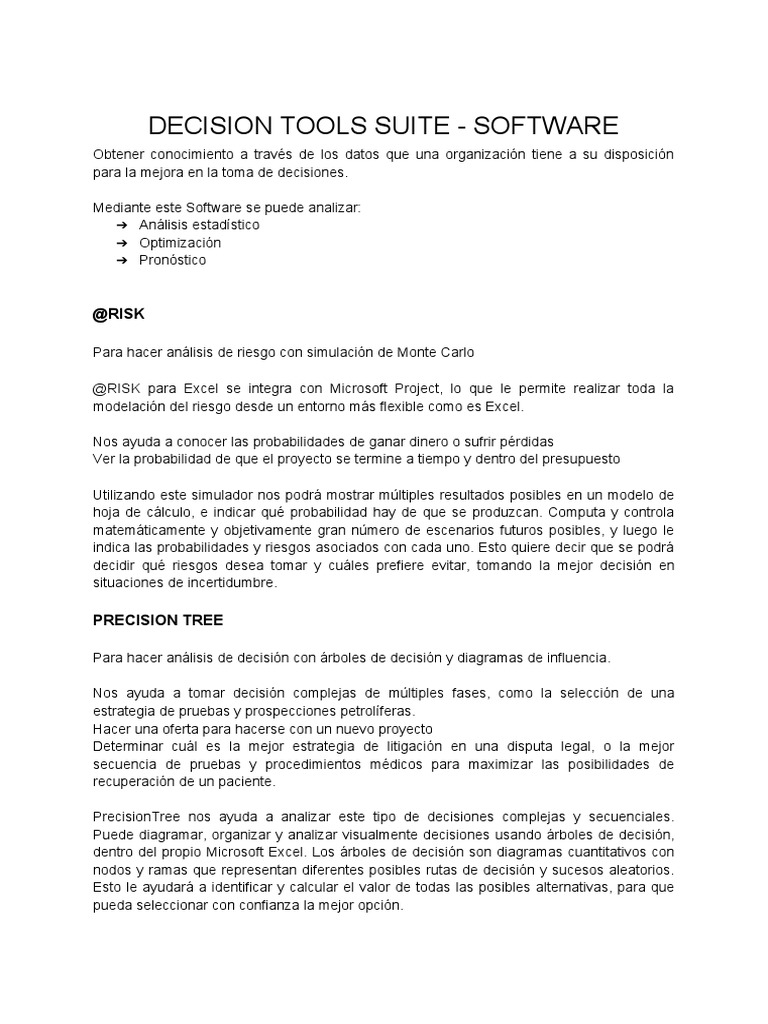Decision Tools Suite - Software | PDF | Microsoft Excel | Toma de ...