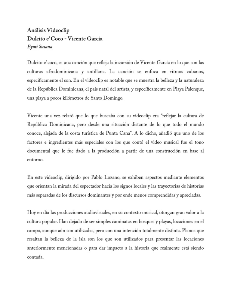 Analisis Dulcito E' Coco | PDF | República Dominicana | Canciones