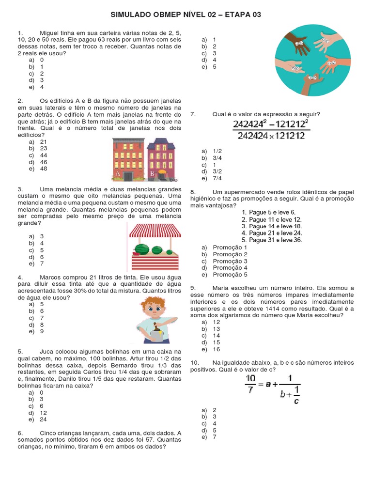 Simulado Obmep Nível 02 | PDF | Polígono | Ensino de Matemática