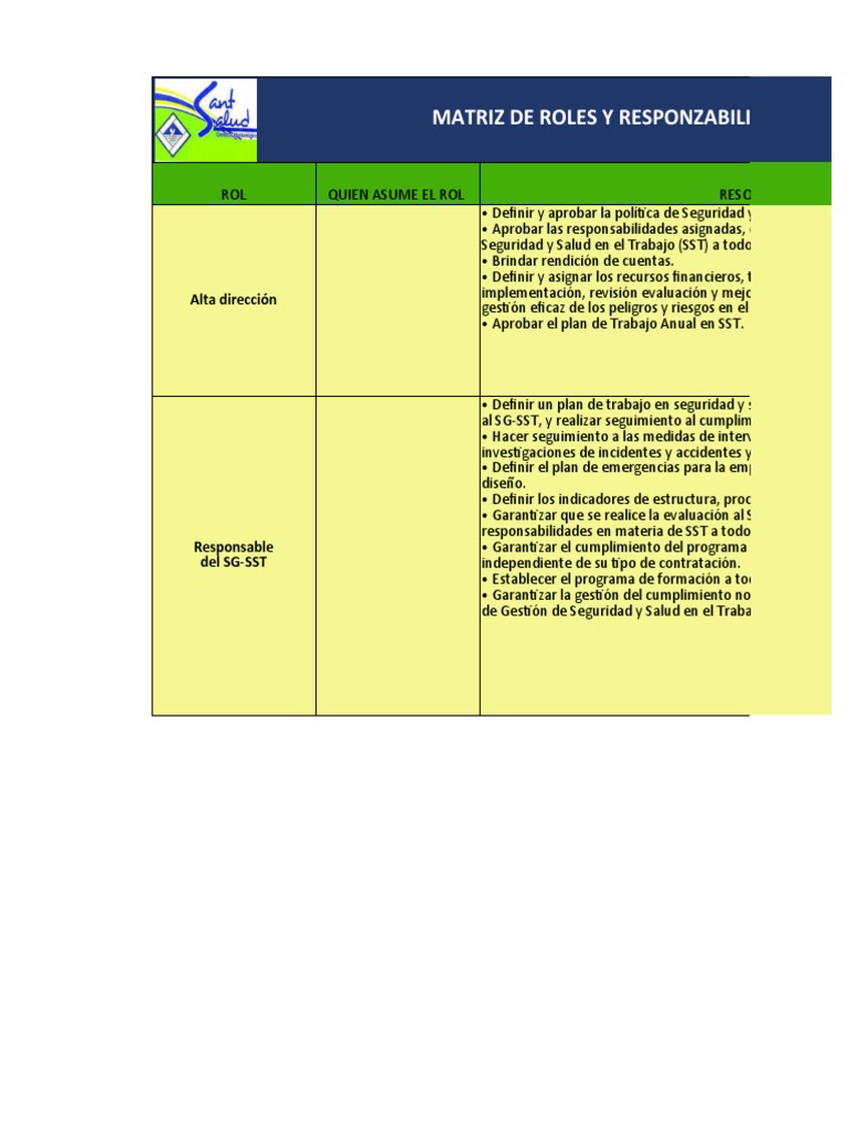 Matriz De Roles Y Responsabilidades