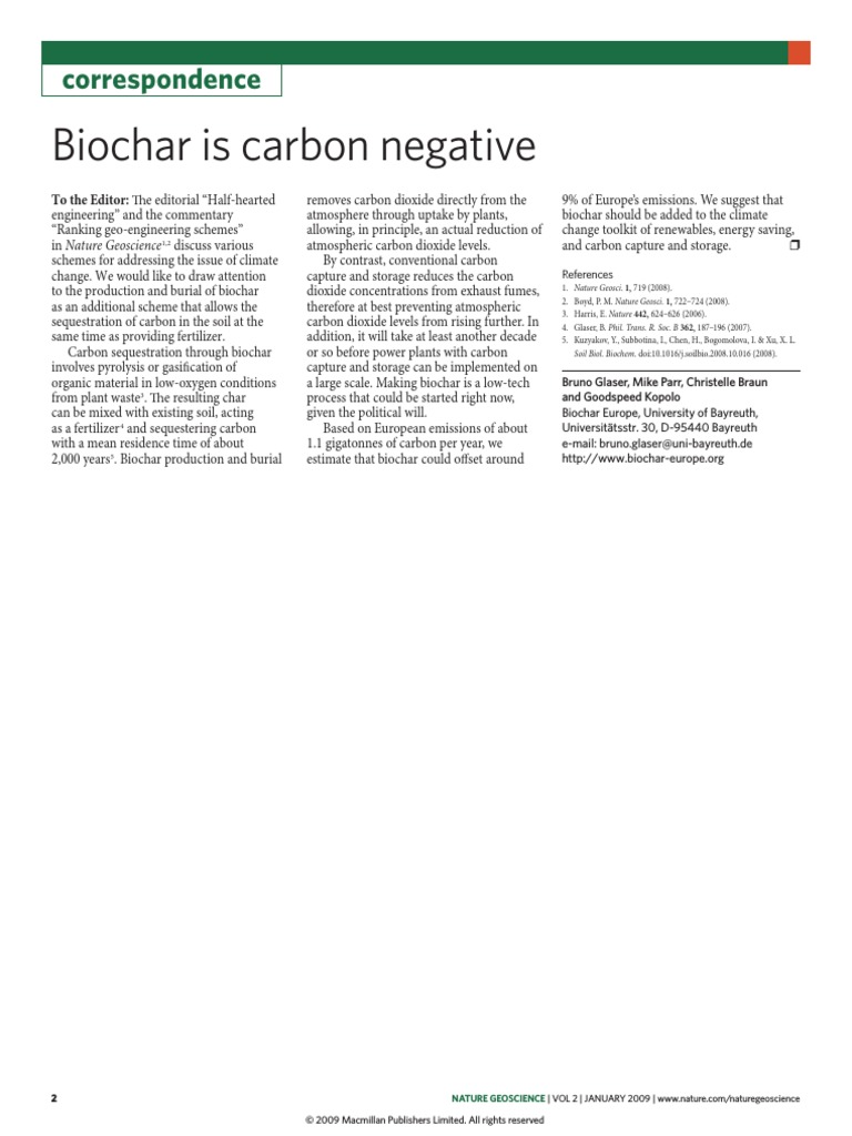 Biochar Is Carbon Negative | PDF | Carbon Sequestration | Sustainable ...