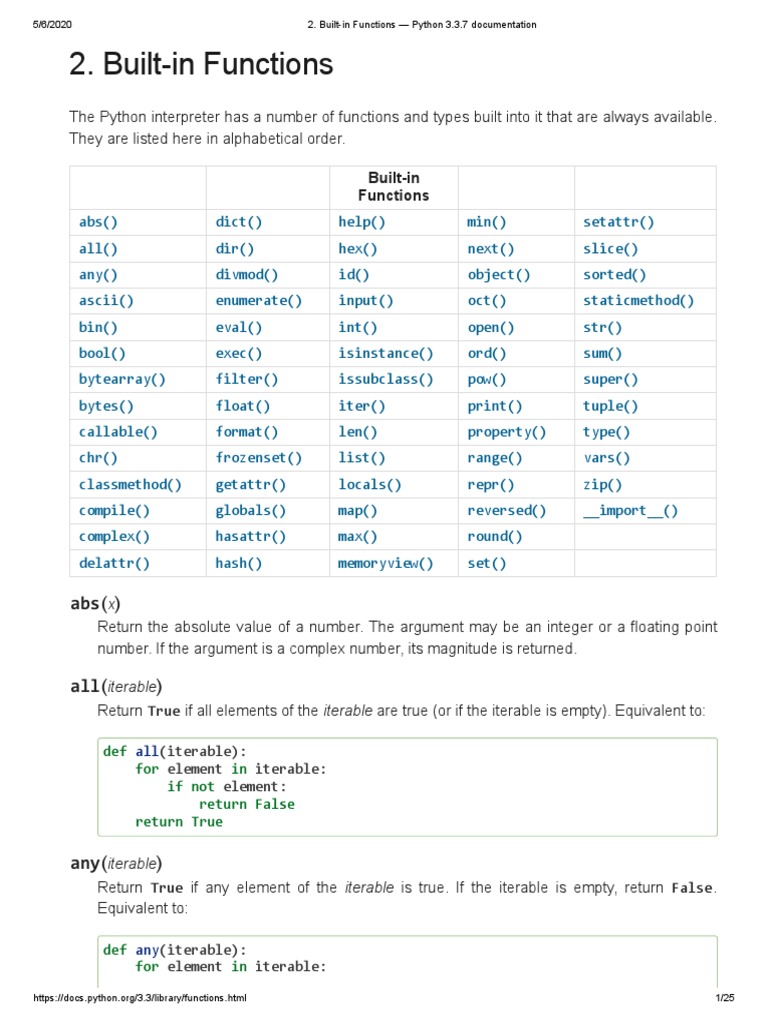 Built In Functions Python 3 3 7 Documentation Pdf Boolean Data Type Parameter Computer
