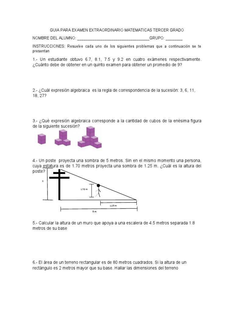 Guia-Matematicas-Extraordinario 3er Grado Secundaria | PDF