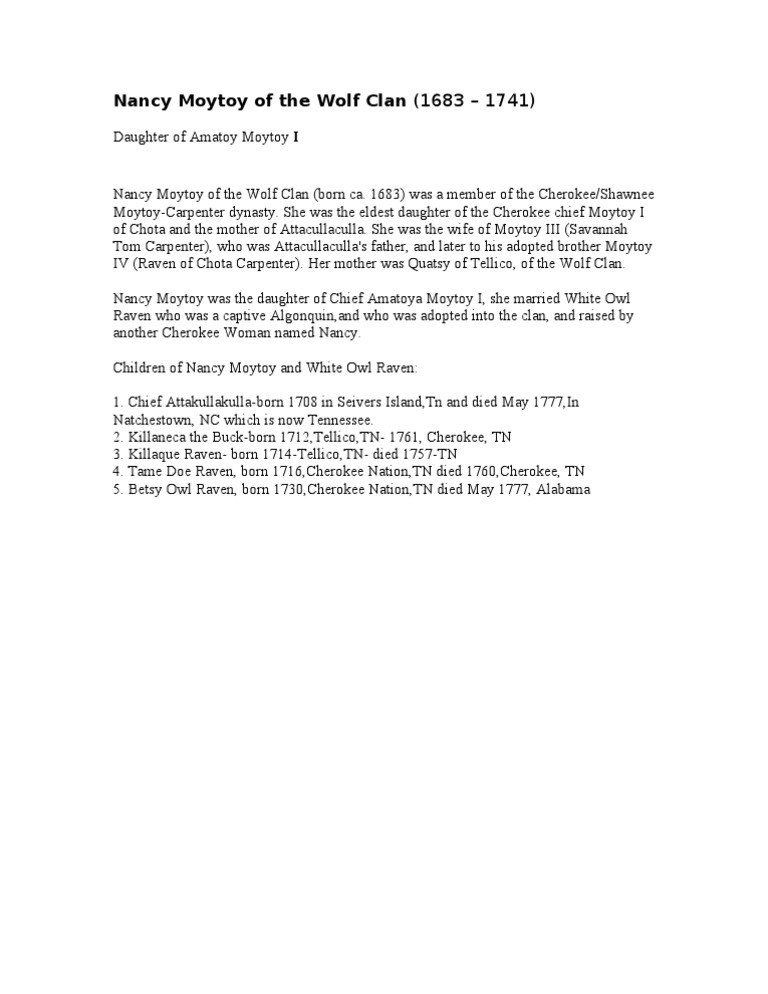 Nancy Moytoy of The Wolf Clan | PDF | Iroquoian Peoples | Indigenous ...