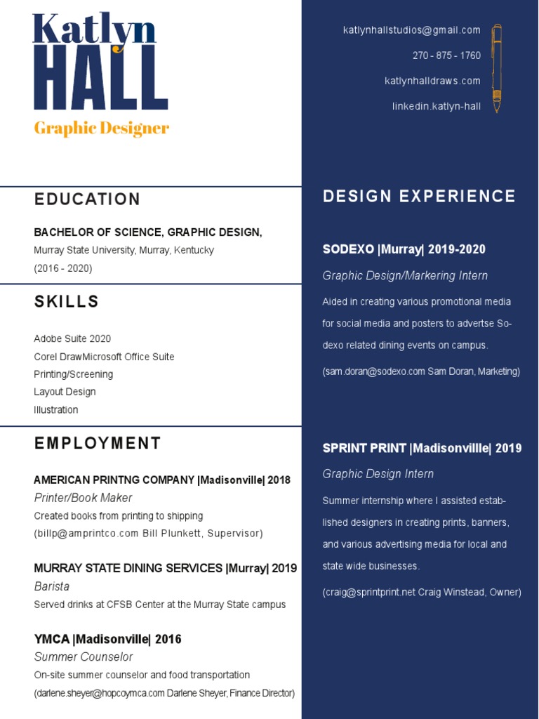 Hall - Katlyn Resume 2020 NEWEST | PDF | Graphic Design | Communication ...