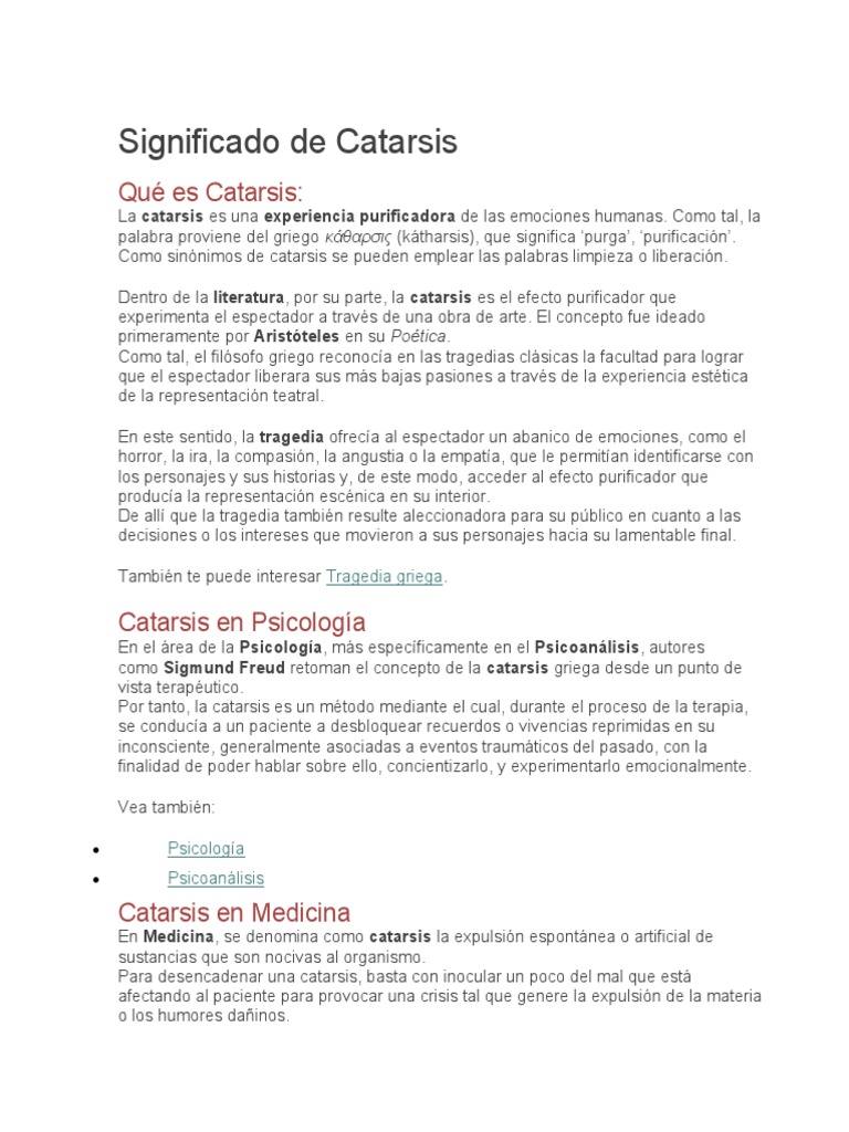 Significado de Catarsis | PDF
