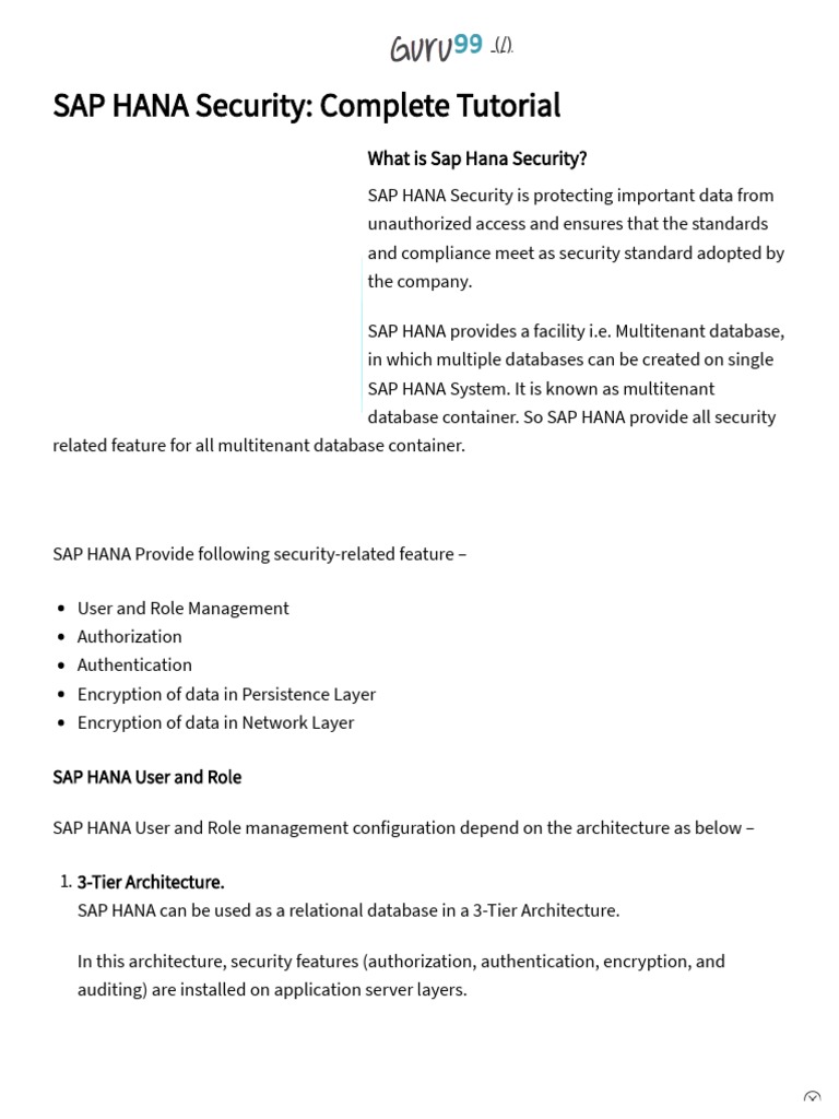 SAP HANA Security - Complete Tutorial | PDF | Databases | Information Technology Management